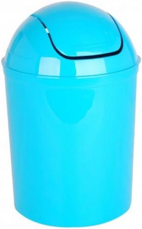 Papelera de baño plástico azul turquesa con tapa 5 L – Papelera ...