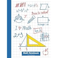 Math Notebook 1/2 Inch Squares: Lined Graph Paper Composition Notebook ...