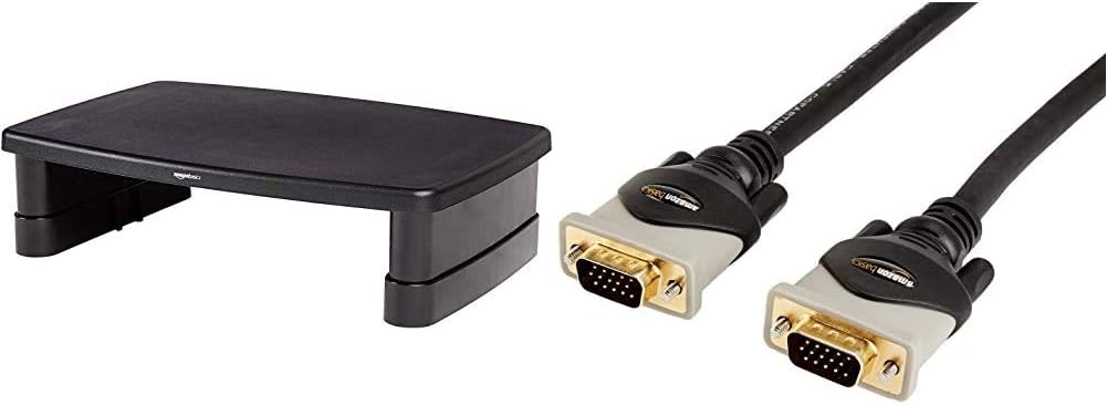 AmazonBasics Adjustable Monitor Stand & VGA to VGA Cable – 10 Feet (3 ...