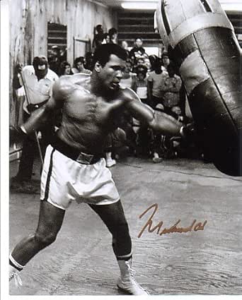 Muhammad Ali Signed Autographed Punching Big Bag 8 x 10 Glossy Photo at ...