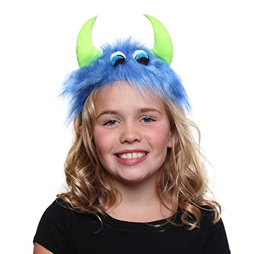 Cute Blue Furry Monster Costume Hat Hood With Rainbow