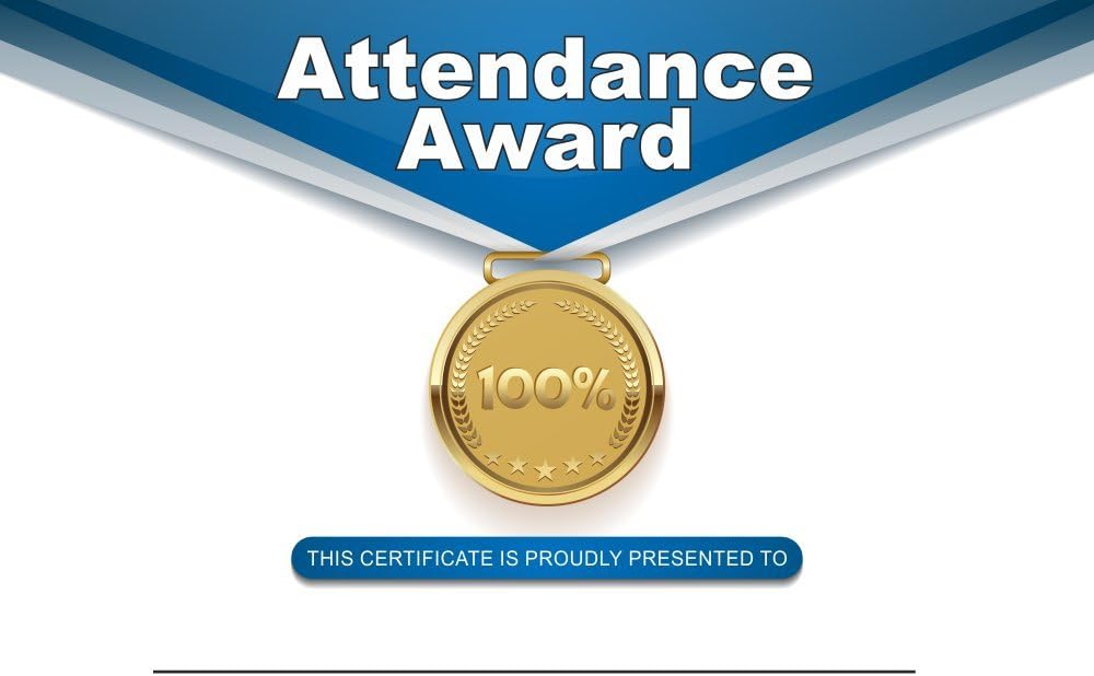 100% Attendance Medal Award Certificate Set for Teachers, Parents ...