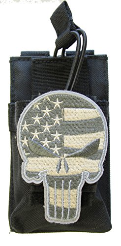 Buy M1SURPLUS Black MOLLE Radio Pouch + PATRIOT SKULL Morale Patch Fits ...
