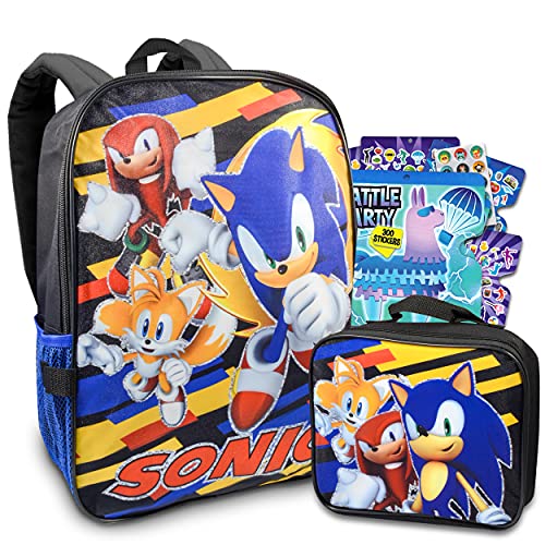 Sonic Toys The Hedgehog Backpack With Lunch Box 3 Pc Bundle Featuring ...