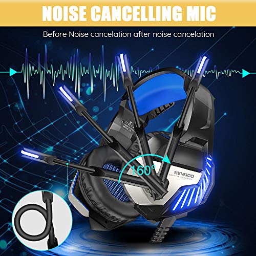 BENGOO K8 Gaming Headset for PS4, Xbox One, PC, Mac, Noise Cancelling ...