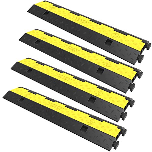 VEVOR Cable Protector Ramp, 4 Packs 2 Channels Speed Bump Hump, Rubber ...