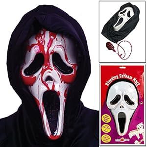 CostMad Halloween Bleeding Scream Mask Screaming Bloody Face Fancy ...