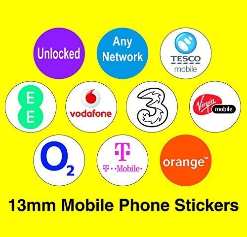 Mixed Pack of 400 Mobile Phone Network Stickers (13mm circles) 40 of ...