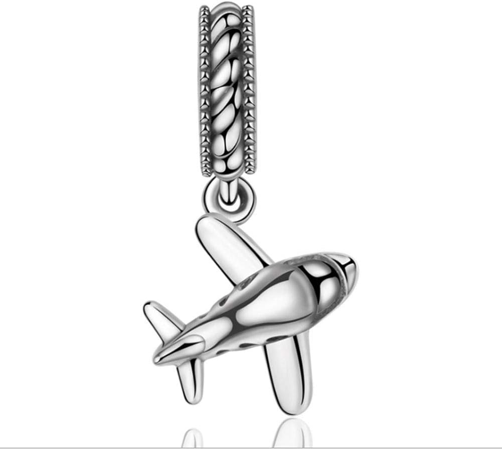 Amazon.com: 925 Sterling Silver Airplane Charm Plane Charm Travel Charm ...