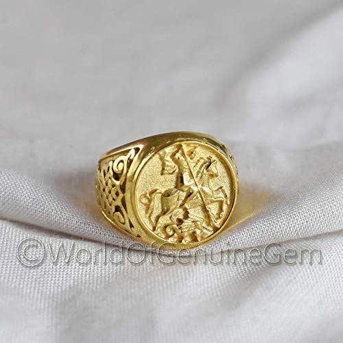 Amazon.com: Sovereign Gold Ring, 925 Sterling Silver, Signet Ring, Man ...