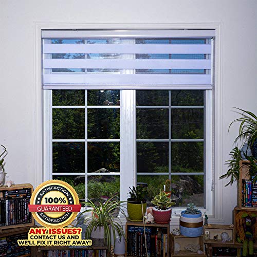 WYMO Zebra Blinds White - 20 x 64 inch - Sheer Horizontal Window Blinds ...