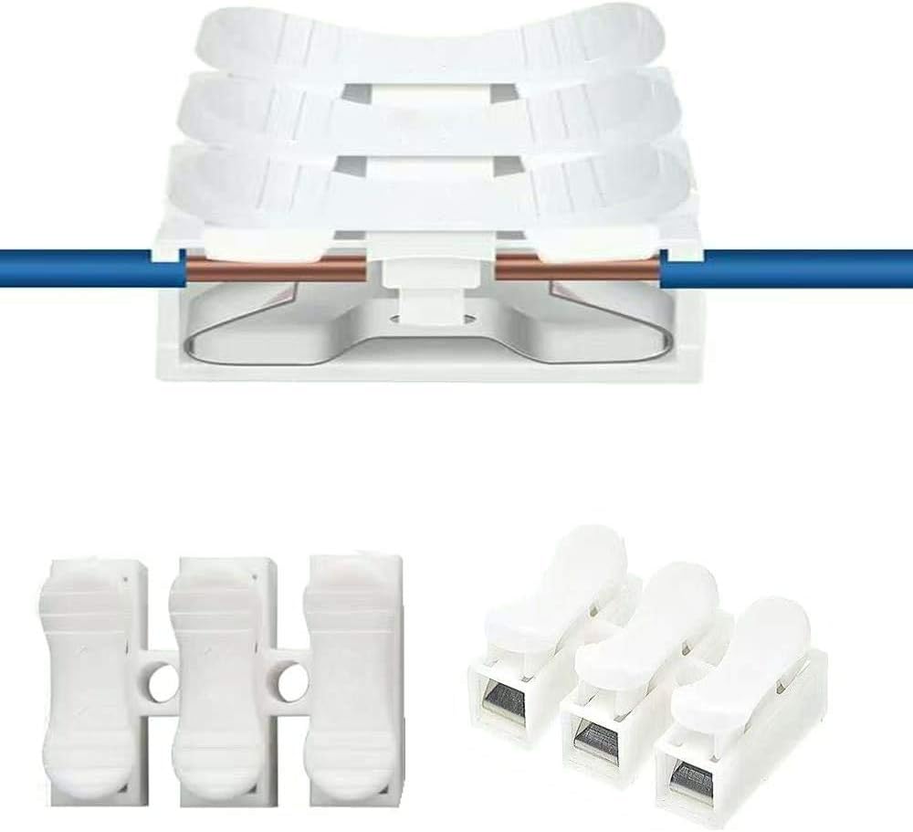 50 Pcs CH3 Spring Wire Connectors Quick Fix Spring Clamp Terminal ...