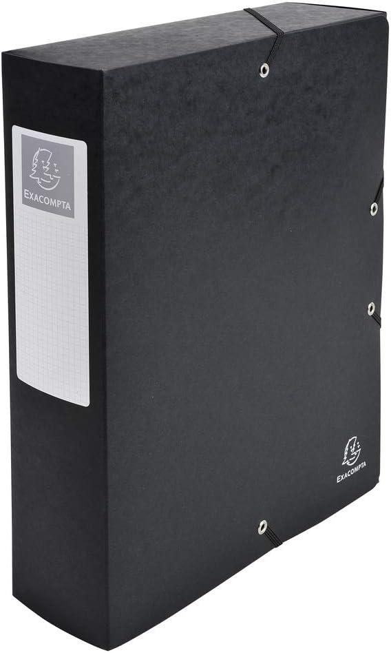 Exacompta Pressboard Filing Box, A4, 600 gsm, 80 mm Spine - Black ...