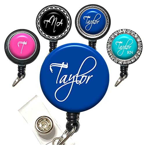 Script Font Badge Reel (12 Color Choices) - Retractable Lanyard Id ...