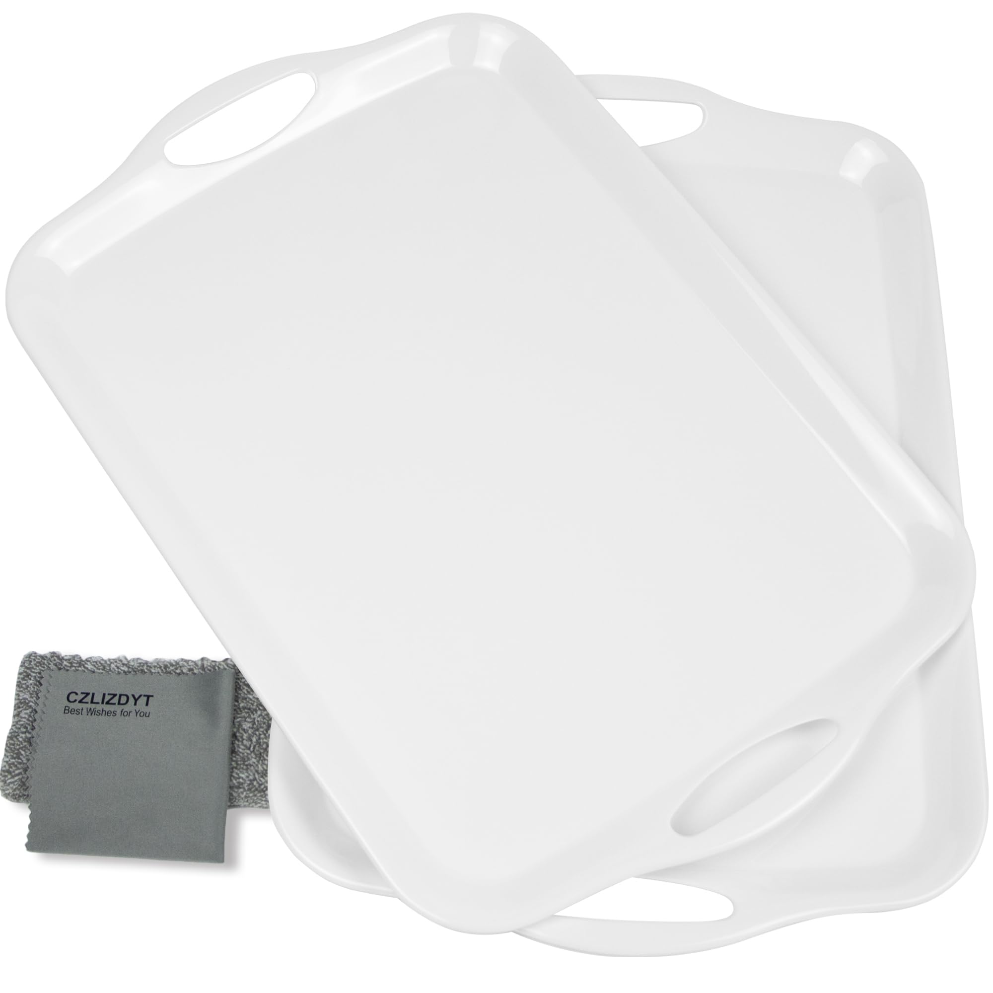 Czlizdyt Large Melamine Serving Tray with Handles, 17.5 x 12 in ...