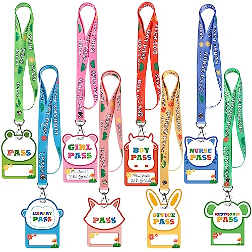 8 Sets Hall Passes for Classrooms, PVC Hall Lanyards Passes for Hall ...