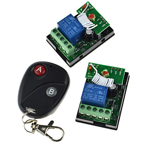 12V 10A One Channel Relay RF Wireless Remote Control 2 Receivers ...