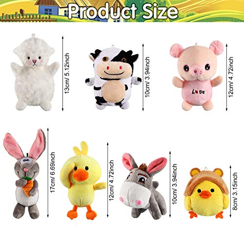 7 Pieces Mini Plush Farm Animals Toys Furry Stuffed Farm Animals Cute ...
