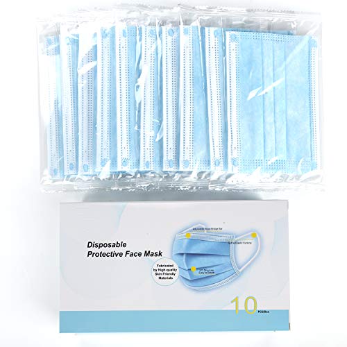 Individually Packaged Disposable Face Mask 10 Pack for Adult 3-Layer ...