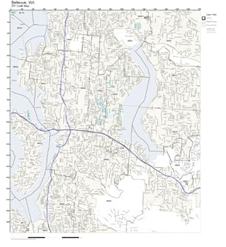 Amazon.com: ZIP Code Wall Map of Bellevue, WA ZIP Code Map Laminated ...