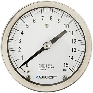 Ashcroft Type 1009 Open Front Stainless Steel Case Pressure Gauge ...