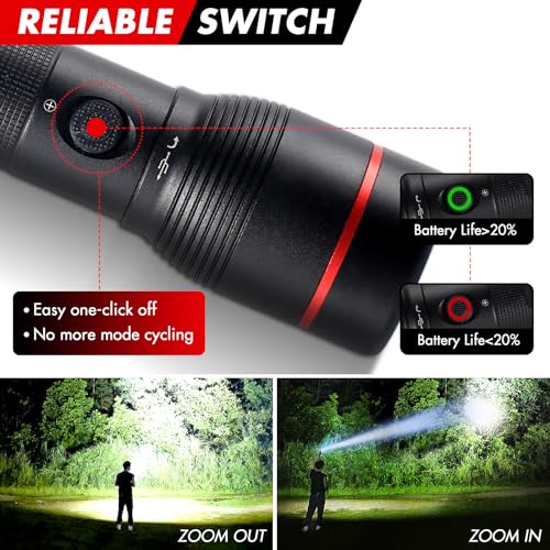 SUBOOS X50 Pro LED Rechargeable Flashlight, Super Bright 15000 Lux ...