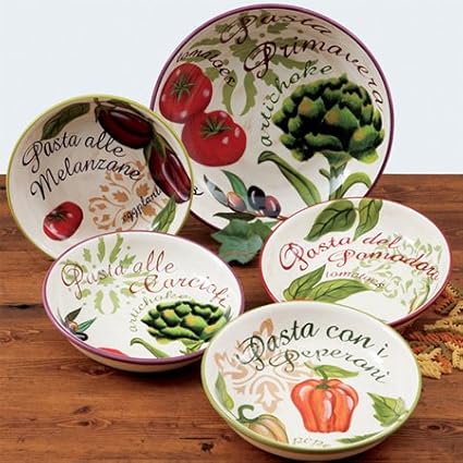 Amazon.com: Primavera Pasta Bowl Set By Jennifer Brinley: Kitchen & Dining