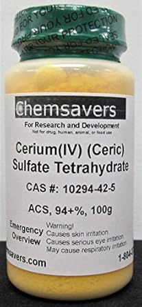 Cerium(IV) (Ceric) Sulfate Tetrahydrate, ACS, 94+%, 100g: Amazon.com ...