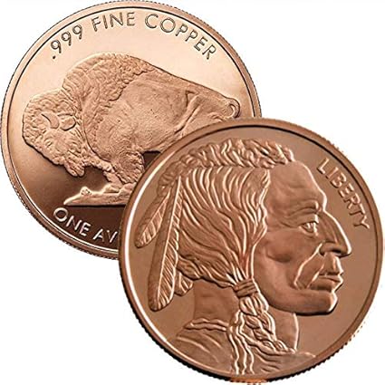 Amazon.com: 1 oz .999 Pure Copper Round/Challenge Coin (Buffalo Nickel ...