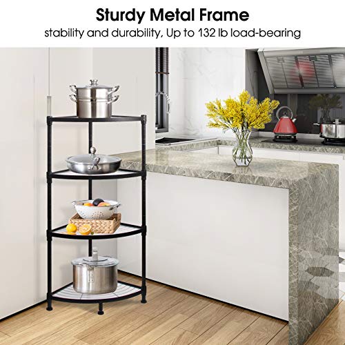 4-Tier Corner Shelf, Metal Storage Shelves, Heavy Duty Height ...