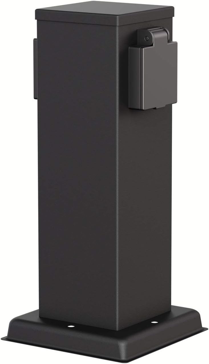 ledscom Garden Power Socket Column Polly Black for Outdoor, Double ...