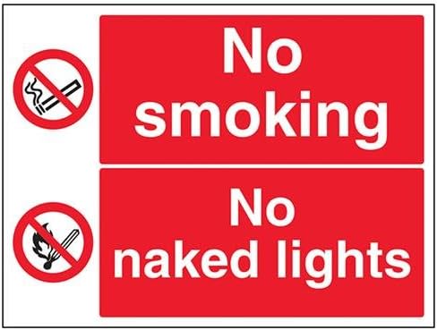 VSafety No Smoking/No Naked Lights Warning Sign – Landscape – 400mm x ...