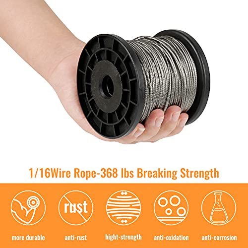 1/16 Wire Rope, 1/16 galvanized cable, 328FT Wire Cable, 304 Stainless ...