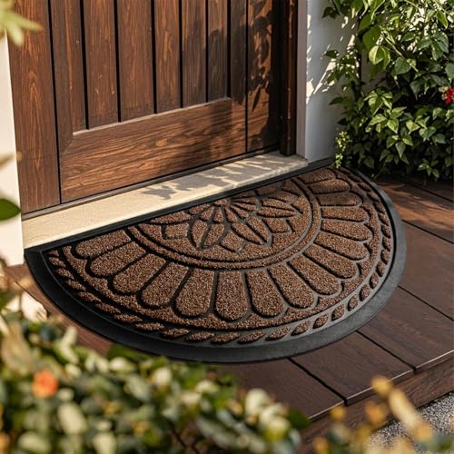 Mibao Half Round Door Mat, Non-Slip Welcome Entrance Way Mat, Durable ...