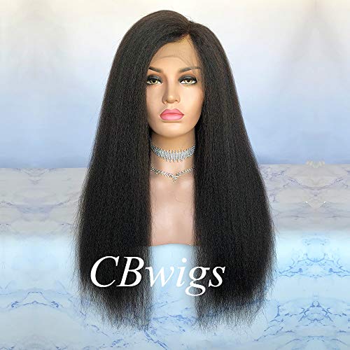 CBWIGS Natural Looking Brazilian Remy Kinky Striaght Lace Front Wig 4.5 inch Deep Parting ...