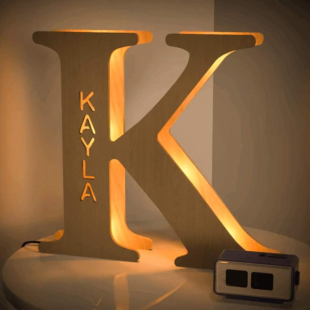 Personalized Decor Led Night Light Marquee Letter Lights Custom Wooden ...