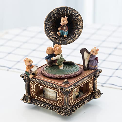 LOVE FOR YOU Gift Wrapped Music Box Vintage Mouse Record Player Musical ...