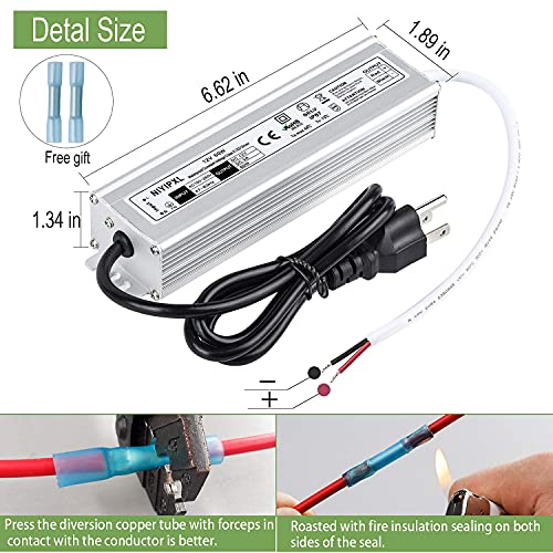 LED Driver 60 Watts Waterproof IP67 Power Supply Transformer Adapter 100V-265V AC to 12V DC Low ...