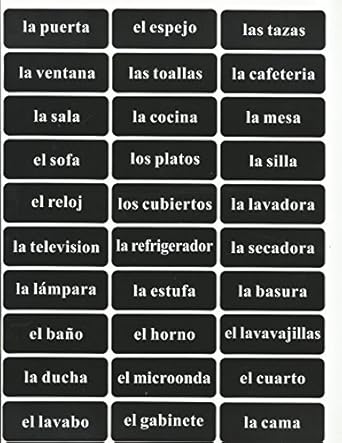 Amazon.com: Spanish Learning Labels- Waterproof adhesive labels with ...