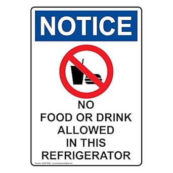ComplianceSigns Vertical Plastic OSHA NOTICE No Food Or Drink Allowed ...