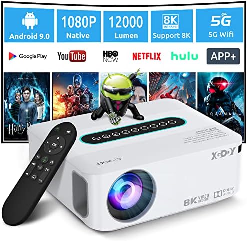 4K Support Projector with 5G WiFi and Bluetooth, XGODY X1 12000L Native ...