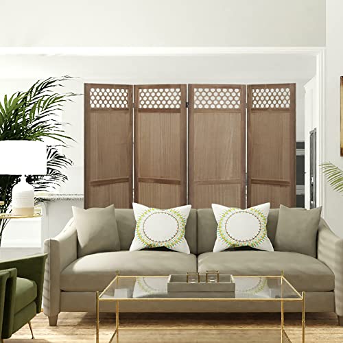 ECOMEX Wood Room Divider, 4 Panel Room Dividers And Folding Privacy ...