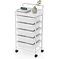 Amazon.com: 5 Tier Rolling Cart with 5 Drawers, Utility Cart with ...