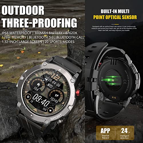Asaile Military Smart Watch for Men(Call Receive/Dial), Outdoor Waterproof Tactical Smartwatch ...