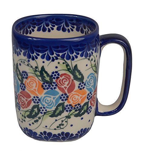 Traditional Polish Pottery, Handcrafted Ceramic Tall Square Mug (275ml ...