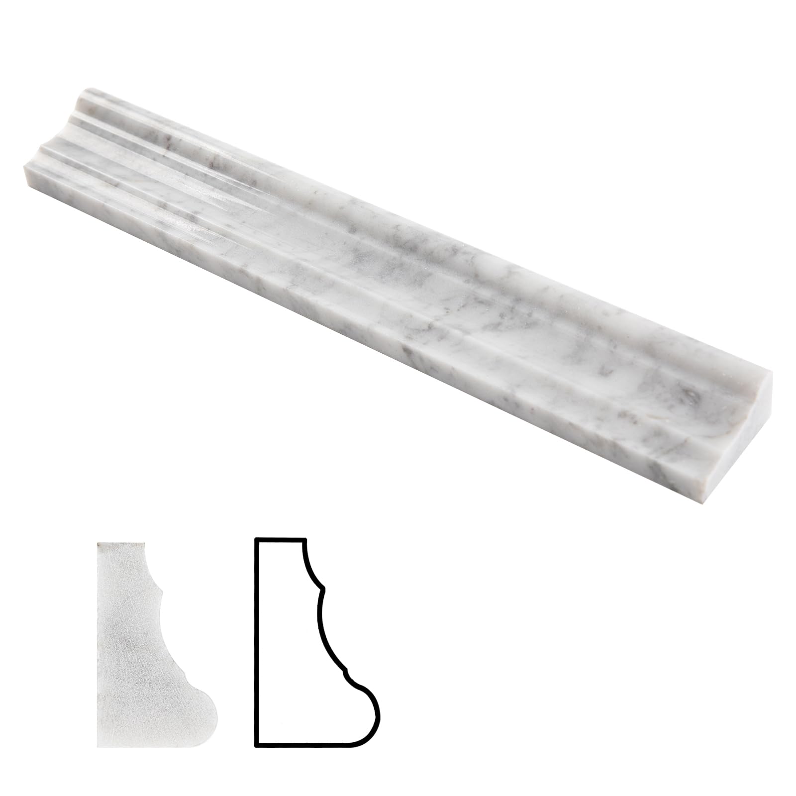 Lovdeco Marble Chair Rail Trim Molding, White Carrara Marble Trim Tile ...