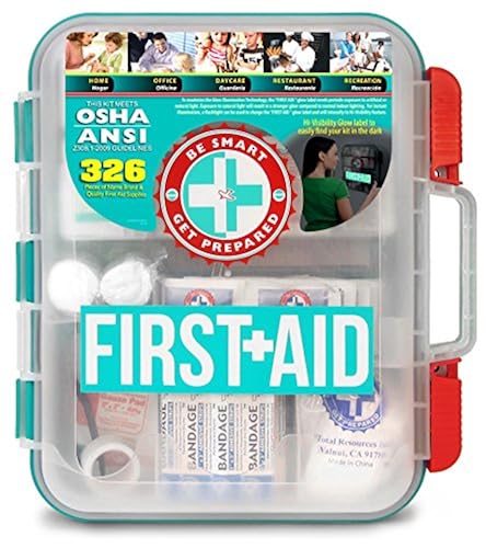 Be Smart Get Prepared First Aid Kit, Teal, 326 Piece, Exceeds OSHA and ...