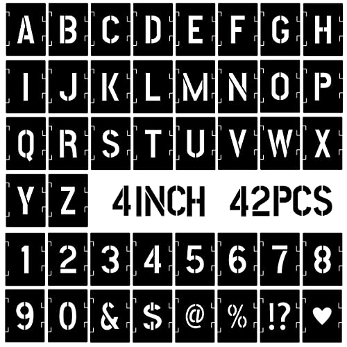 Mua 4 Inch Letter Stencils Symbol Numbers Craft Stencils, 42 Pcs ...