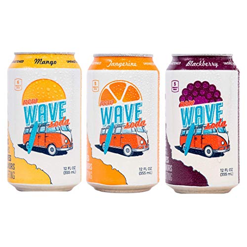 New Wave Soda Caffeinated Sparkling Water w/ Canned Fruit Juice ...