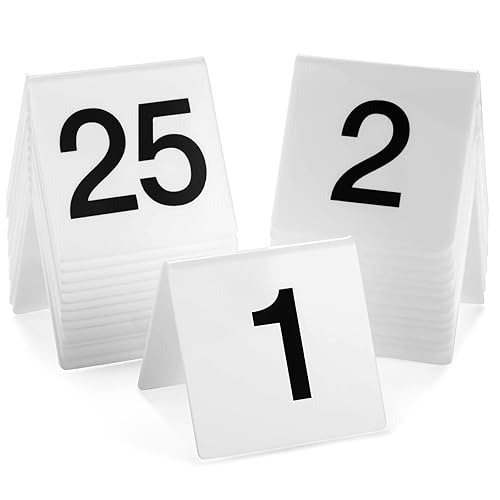 Juvale Tent-Style Acrylic Table Numbers - Medium White, 1-25 - Reusable ...